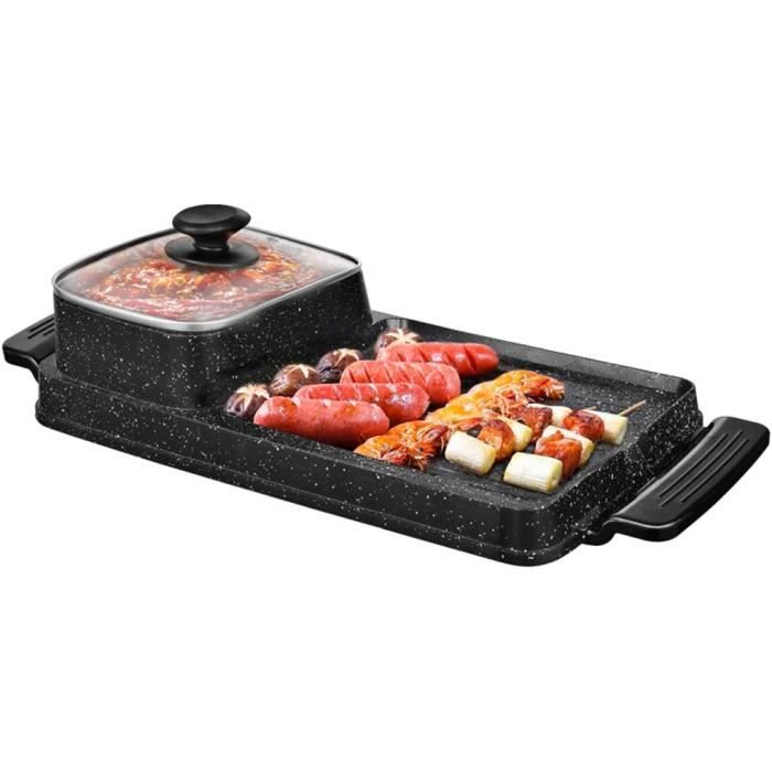 2 en 1 Fondue Electrique Hot Pot BBQ Appareil Fondue,Barbecue ...