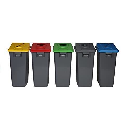 Probbax 7 Système de Tri des Déchets - Lot de 6 Collecteurs 60L + couvercles plat ``Papier ...