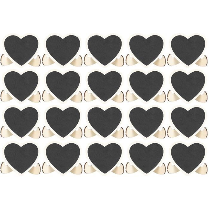 Tableau noir en bois en forme de coeur signes de tableau avec support ...