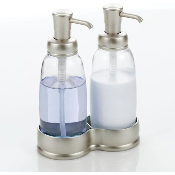 Mdesign Double Distributeur Savon – Pousse-mousse Élégant Plastique ...