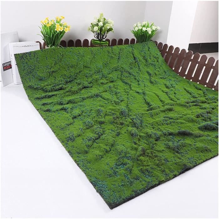 Gazon Artificiel Faux Mousse Tapis d'herbe de Décor À La Maison Micro Paysage Coton Perlé Haute ...