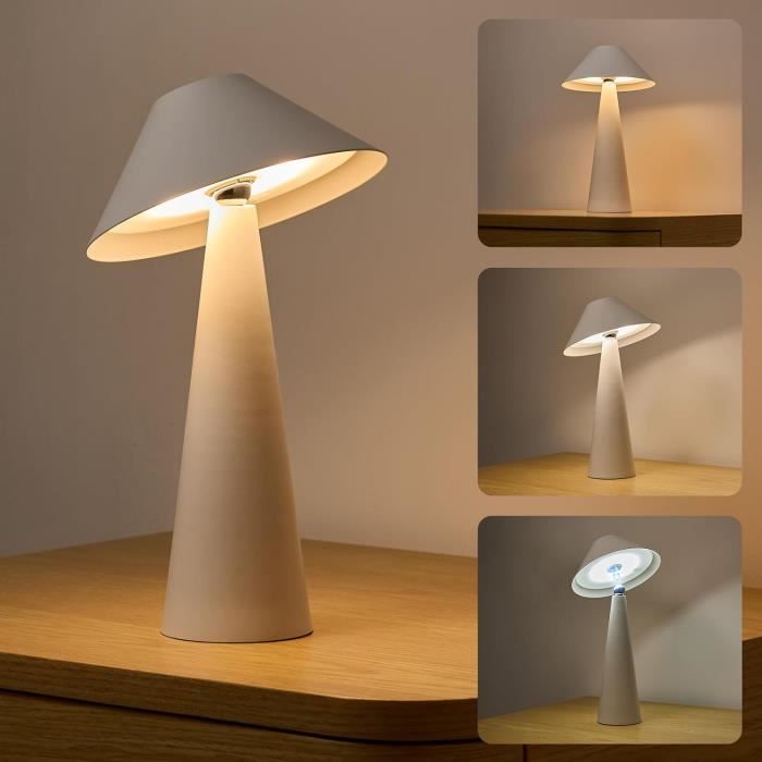 Lampe De Table Sans Fil Magnétique, 3 Modes De Couleur Luminosité Réglables Lampe À Poser ...