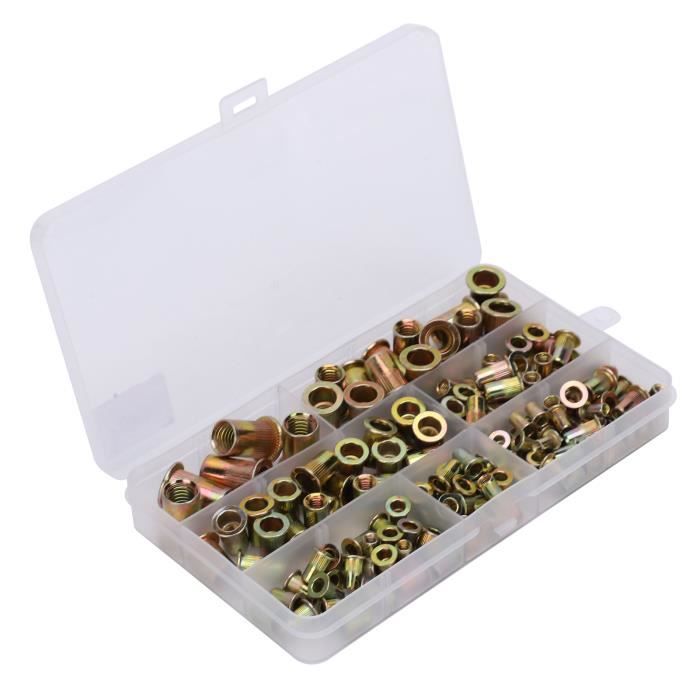 Cikonielf Écrou fileté 160pcs/Boîte Écrou à Rivet en Acier au Carbone ...