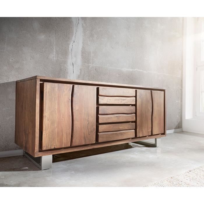 Commode Live-Edge acacia 172 cm 4 portes 3 tiroirs tronc d'arbre buffet ...