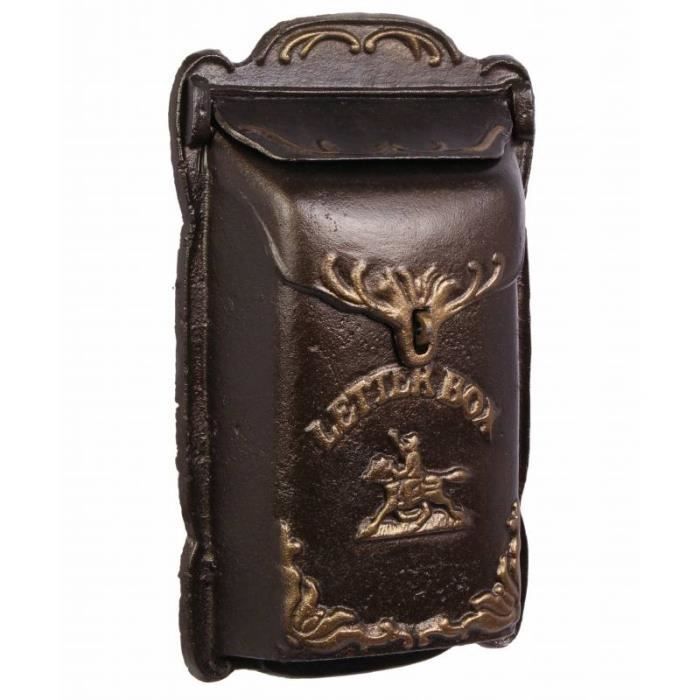 Boite aux Lettres ou Boite à Courriers Murale en Fonte Marron Jolis ...