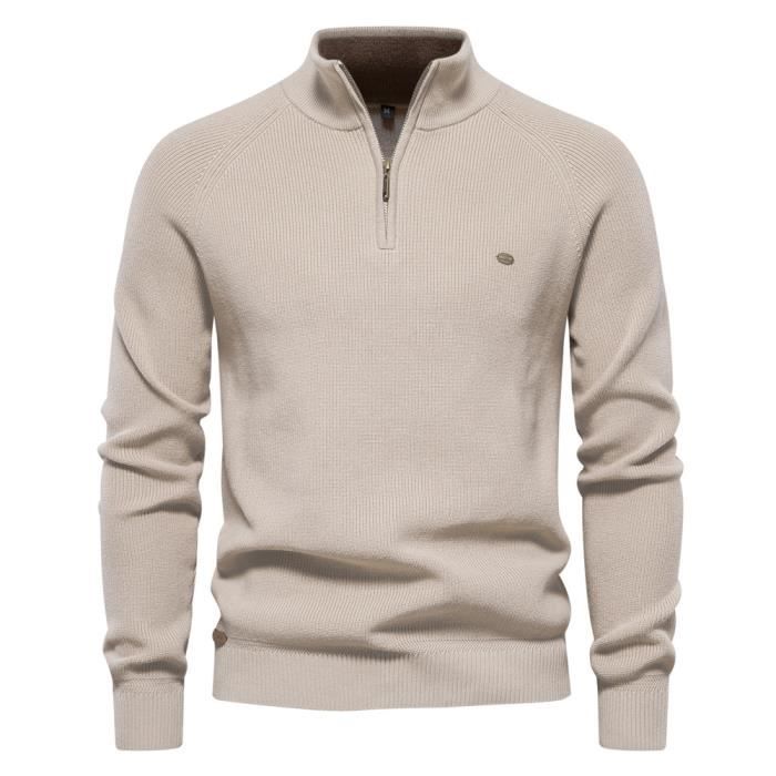 Pull Col À Fermeture Éclair En Tricot Pour Homme Automne Hiver Pullover ...
