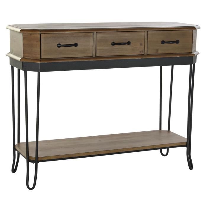 Console Table console en bois coloris naturel rustique et métal noir ...