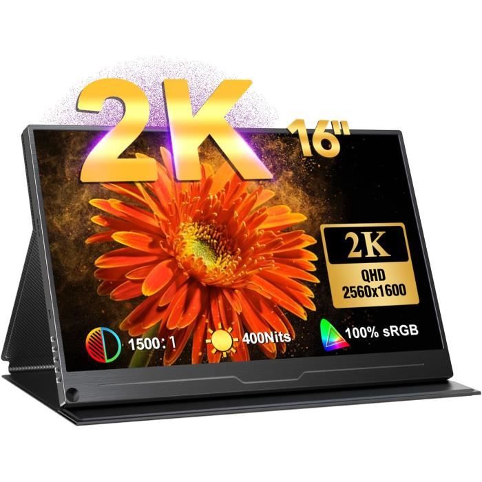 Moniteur Portable 16 Pouces 2K, Portable Display 2560 * 1600 Ips Screen ...