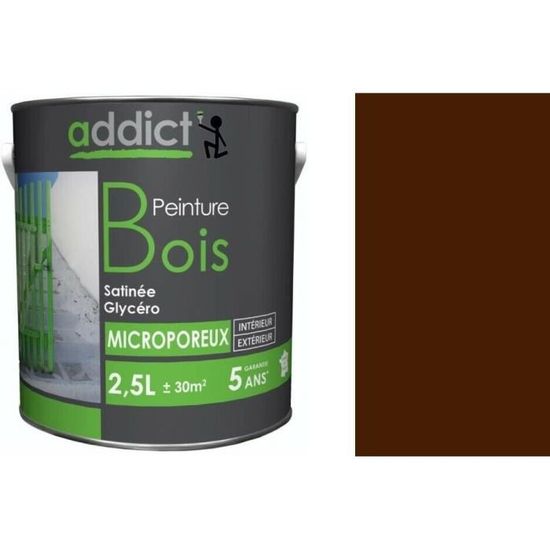 Peinture - ADDICT - Marron brun - Glycérophtalique - Satiné - 2.5L - Microporeux - Cdiscount ...