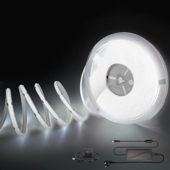 Arote Ruban Led Cob 10m Blanc Froid 6000k 24v Bande Led Avec Un