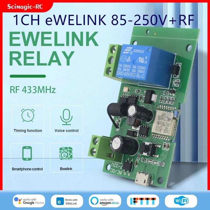 DC 7-32V AC 85-250V Ewelink WiFi Relay Module 1 canal Sans fil Smart ...