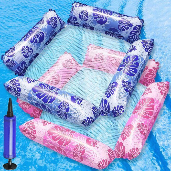 2 Pièces Bouee Piscine avec Filet, 4 en 1 Hamac Gonflable, Piscine à ...