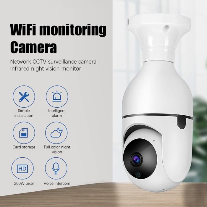 360° Camera Ip Caméra Ampoule 2,4 Ghz Wifi Extérieur, 1080P E27 Caméra ...