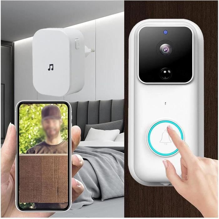 Sonette Sans Fil Exterieure Etanche Camera, Wi-Fi Amélioré (2,4-5 Ghz) Sonnette Sans Fil Avec ...