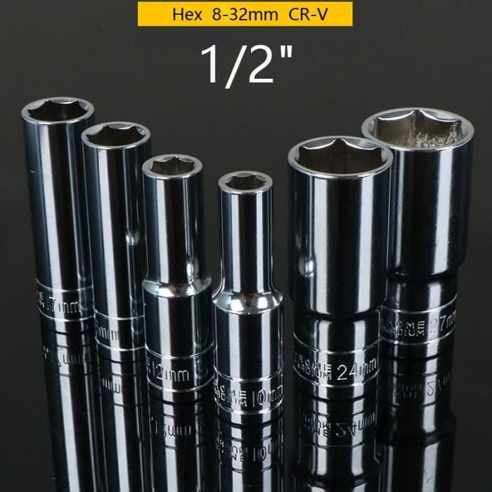 Cle a cliquet,Clé à douille à douille hexagonale profonde CRV, outil ...