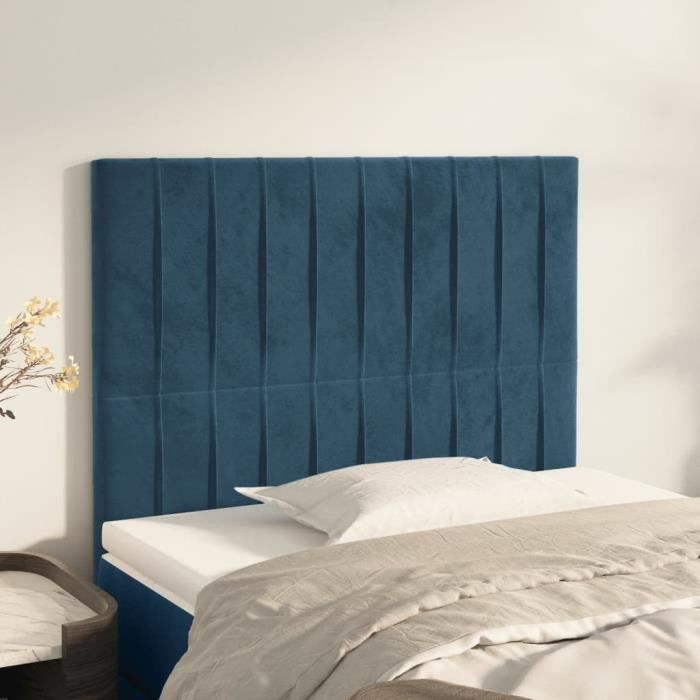 Têtes de lit en velours bleu foncé - CIKONIELF - 100x5x78/88 cm ...