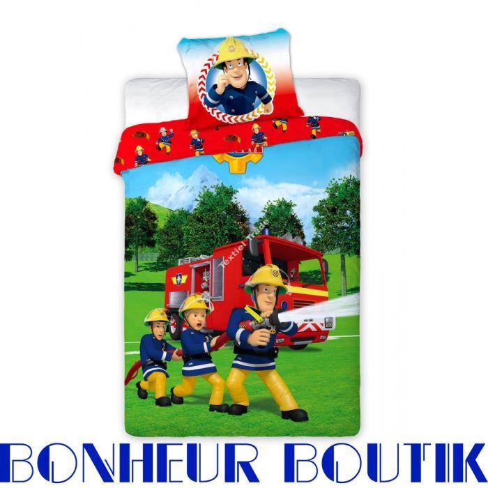 SAM LE POMPIER -FIREMAN SAM-HOUSSE DE COUETTE-PARURE DE LIT 140X200 CM ...