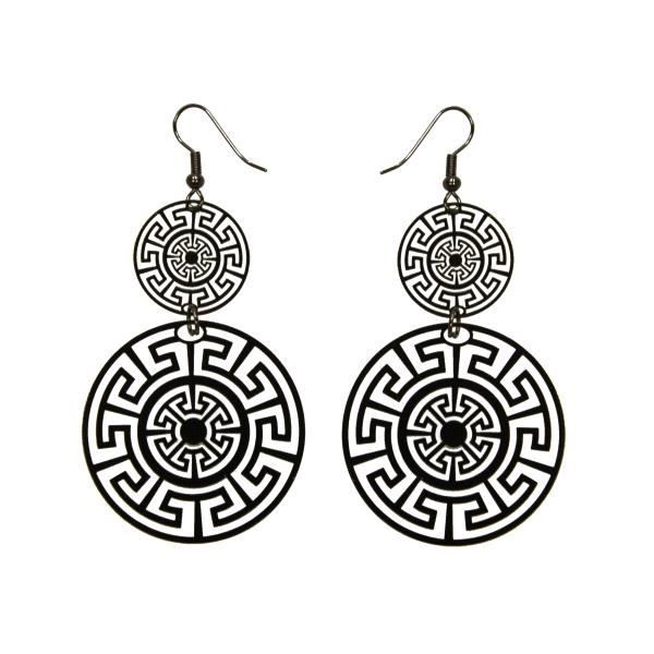 Boucles d'oreilles cercles motif inca noir - Cdiscount