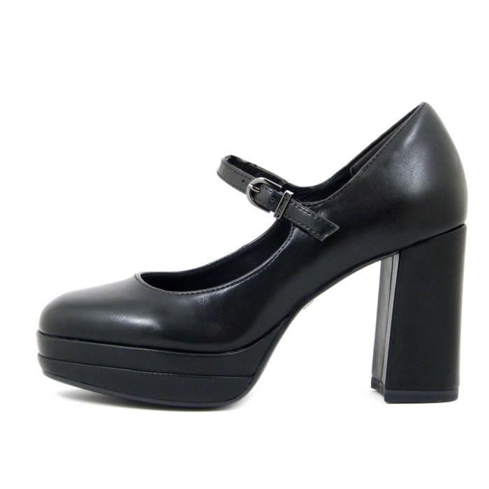 Chaussure pour femme en faux cuir souple noir, talon et plateau ...