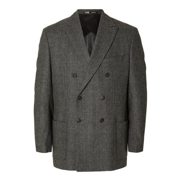Blazer carreaux Selected Comfort-Isac - granite grey - 48 Granite grey ...