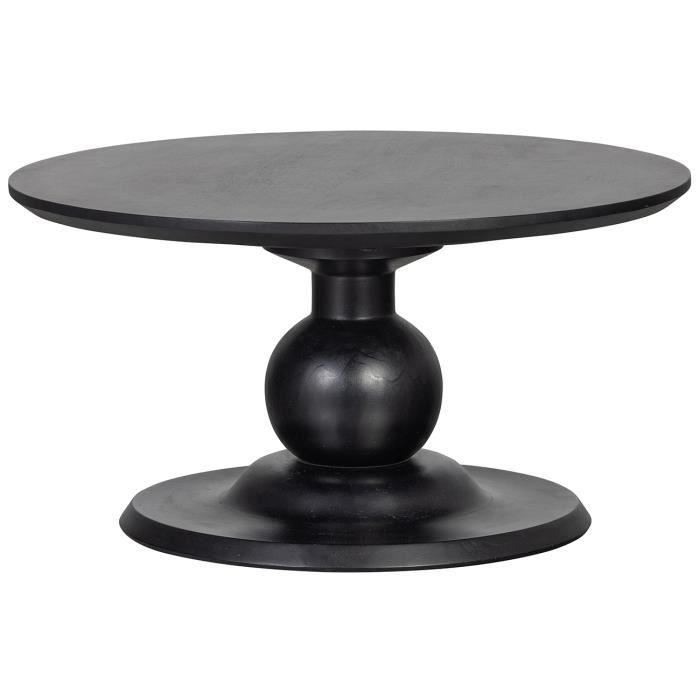 Table basse simple en bois de manguier coloris noir - Diamètre 68 x ...