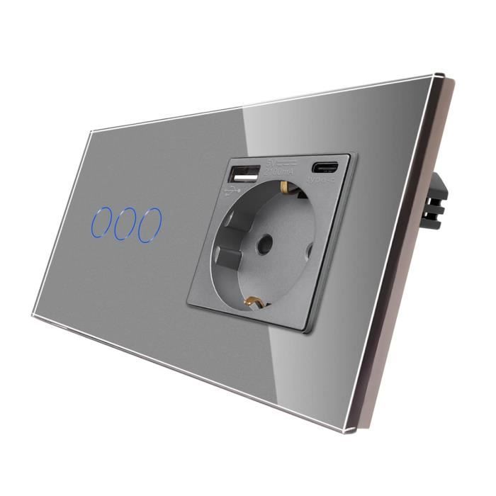 Interrupteur Tactile Avec Prise Schuko Avec Ports Usb (Type C Et Type A ...