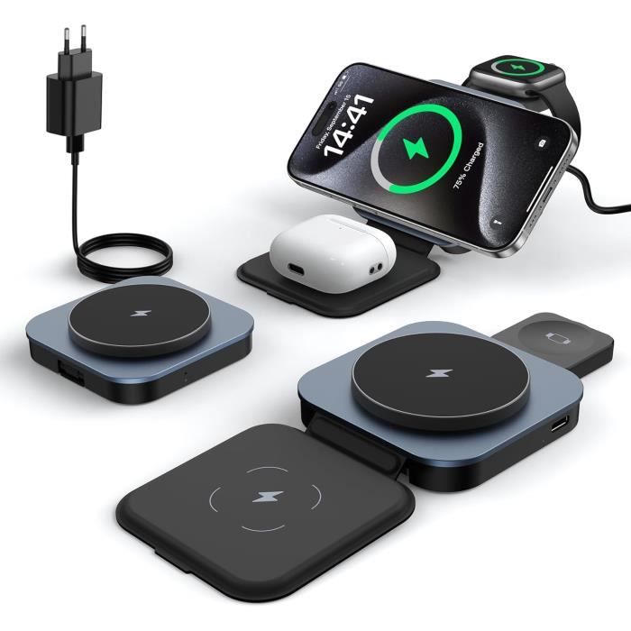 Pour Chargeur Magsafe, Chargeur Induction 3 En 1 For Iphone 15-14-13-12 ...