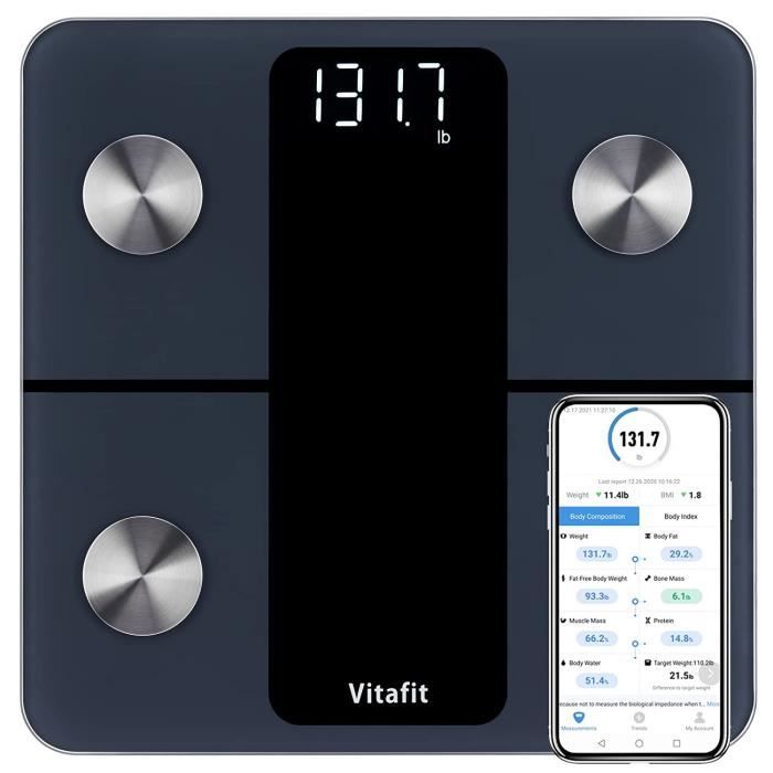 Vitafit Balance Pese Personnes,Balance Connectée Bluetooth Pèse Personne Impédancemètre avec 13 ...