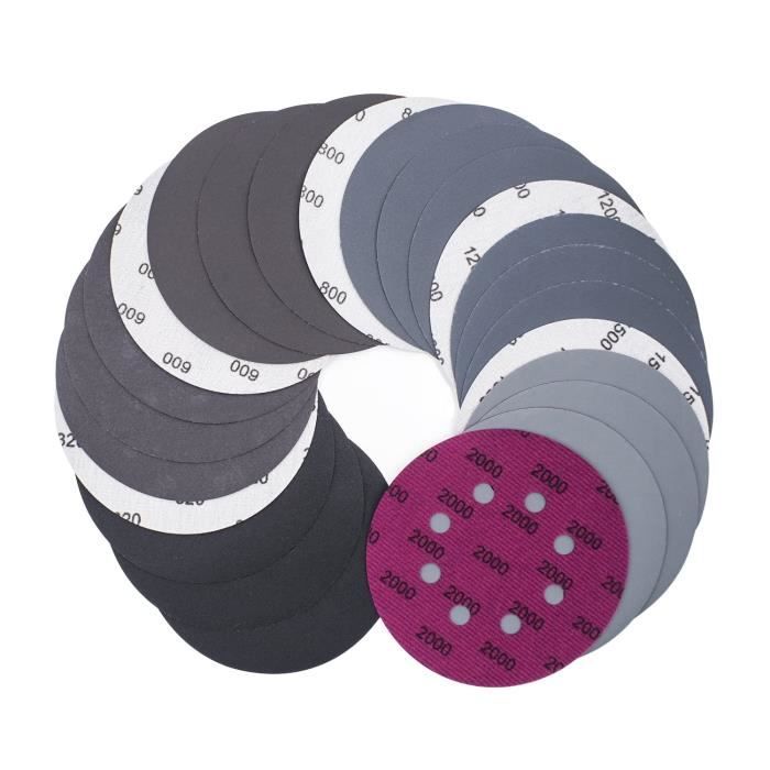 60 Pièces Disques de Ponçage 125mm 8 Trous Disques Abrasifs Papier de ...