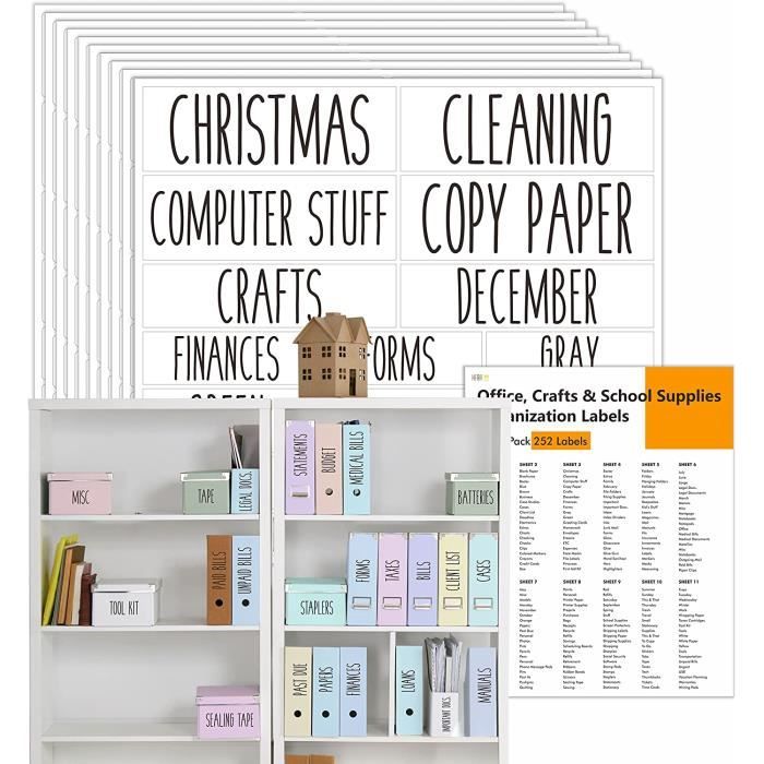 252 Étiquettes de Bureau Transparentes, Résistant à l'eau et aux ...