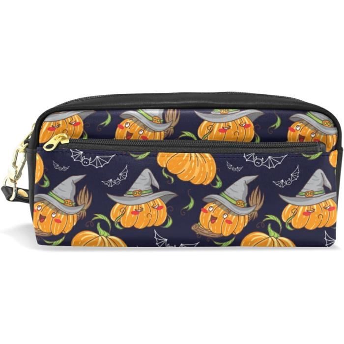 Kawaii Trousse À Crayons En Cuir Synthétique Avec Citrouilles Pour ...