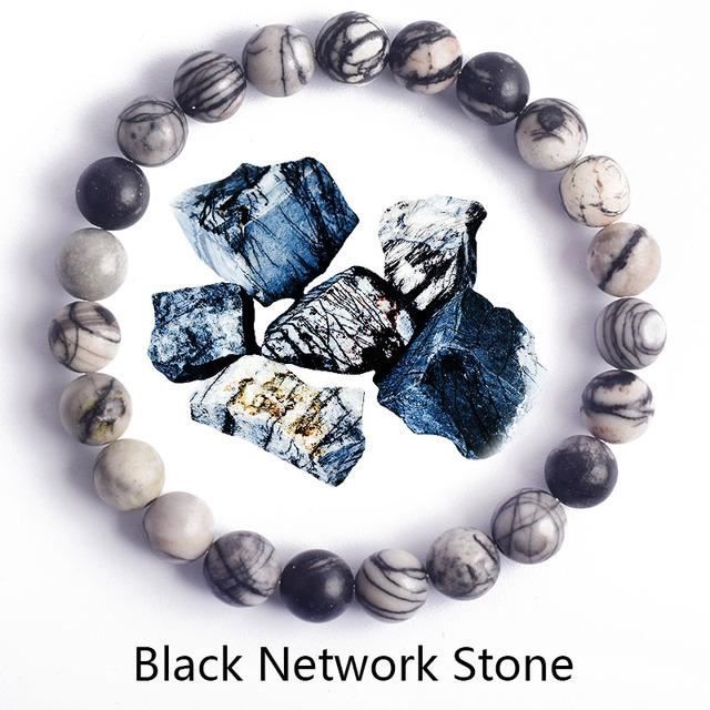 Bracelets en pierres naturelles,14 Black Network-6mm Beads-17cm(6 ...