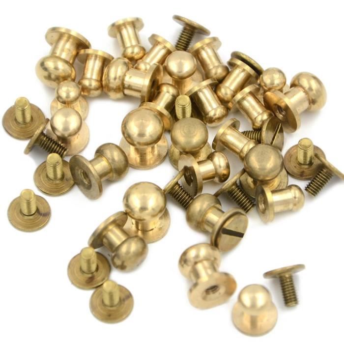 RIVET,7mm--Clou à tête ronde en laiton massif, 5 8mm, 10 pièces, vis à ...