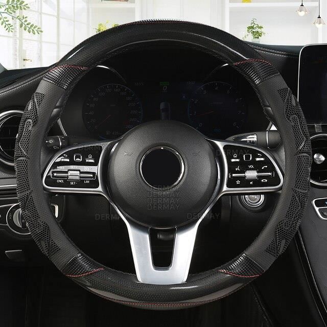 COUVRE-VOLANT,B O shape Black--Housse de volant en cuir Fiber de carbone, pour Nissan Qashqai ...