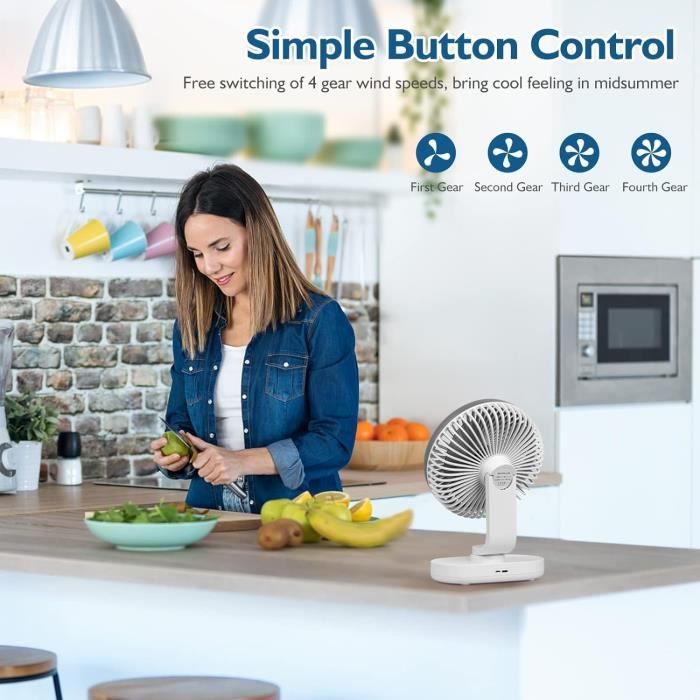 Ventilateur de bureau oscillant, ventilateur de table rechargeable avec ...
