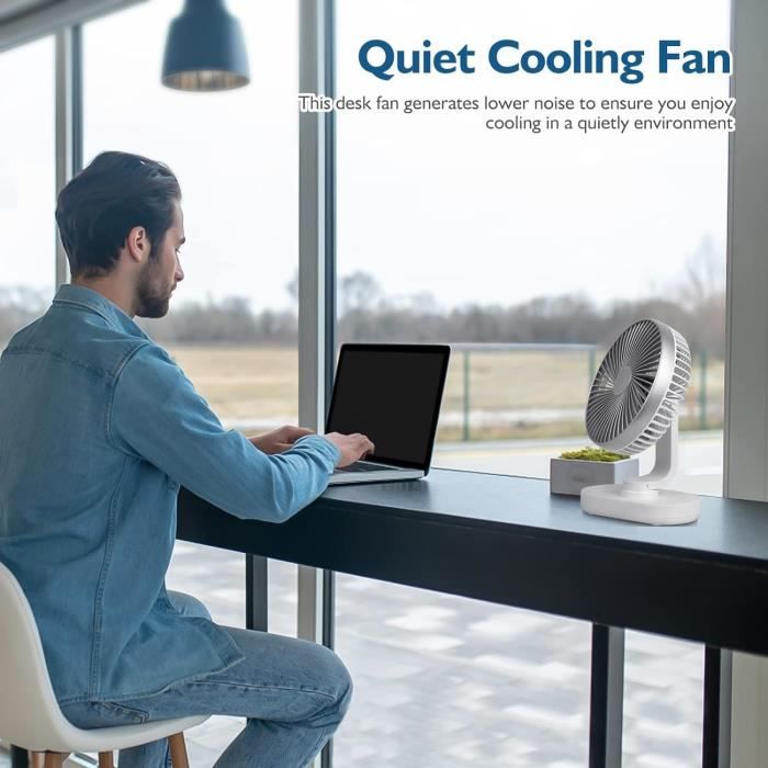 Ventilateur de bureau oscillant, ventilateur de table rechargeable avec ...