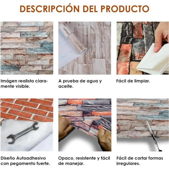 Fond D'Écran Autocollant Mur Brique 3D Imperméable Papier Vinyle ...