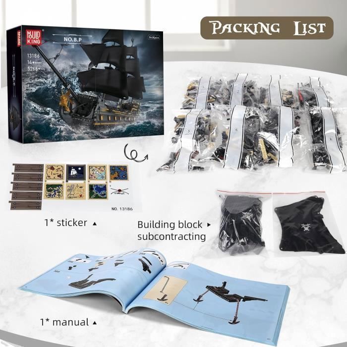 MOULD KING 13186 pirate ship Series grand modèle de bateau à voile en ...