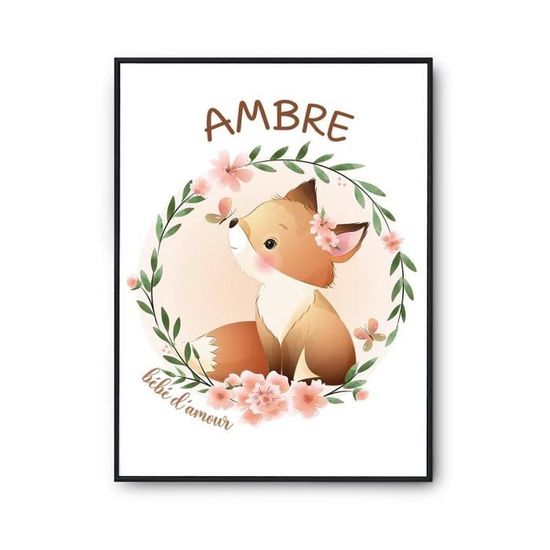 Affiche Ambre Bébé d'amour Renard A4 (21 x 29.7 cm) - Cdiscount Maison