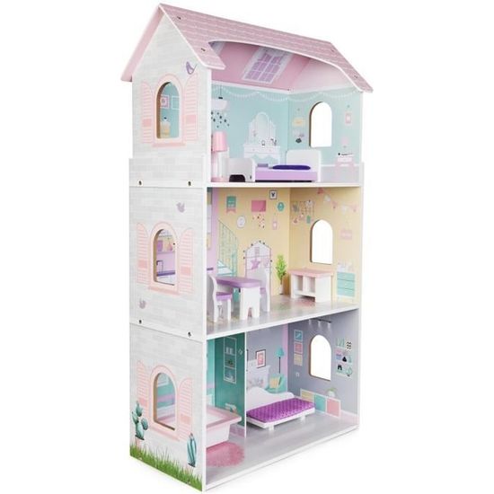 Boppi Maison de poupées en Bois avec 8 Meubles - Cdiscount Jeux - Jouets