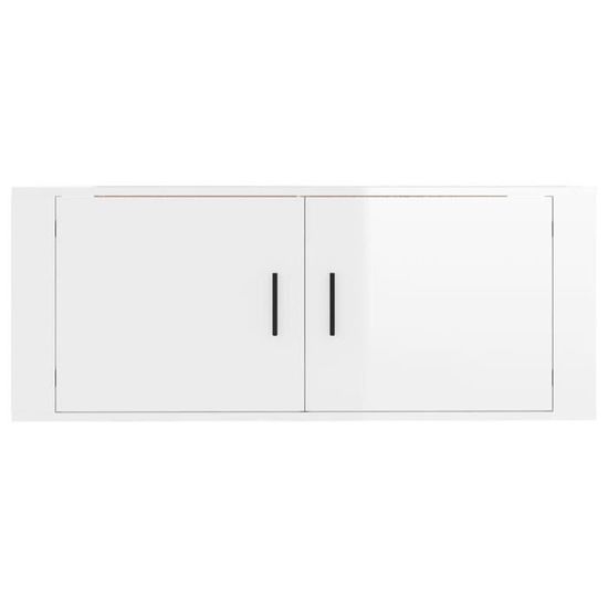 WXS - Meuble TV mural Blanc brillant 100x34,5x40 cm - DX4510 ...