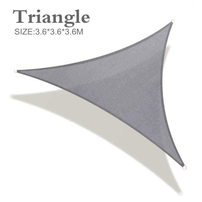 HTS Voile Ombrage Triangle Toile Parasol Imperméable Gris 3.6X3.6X3.6M ...