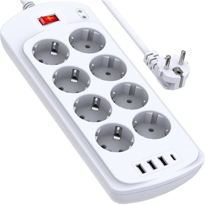 Onlywin Bloc multiprise 8 prises avec 3 USBA et 1 USBC protection ...