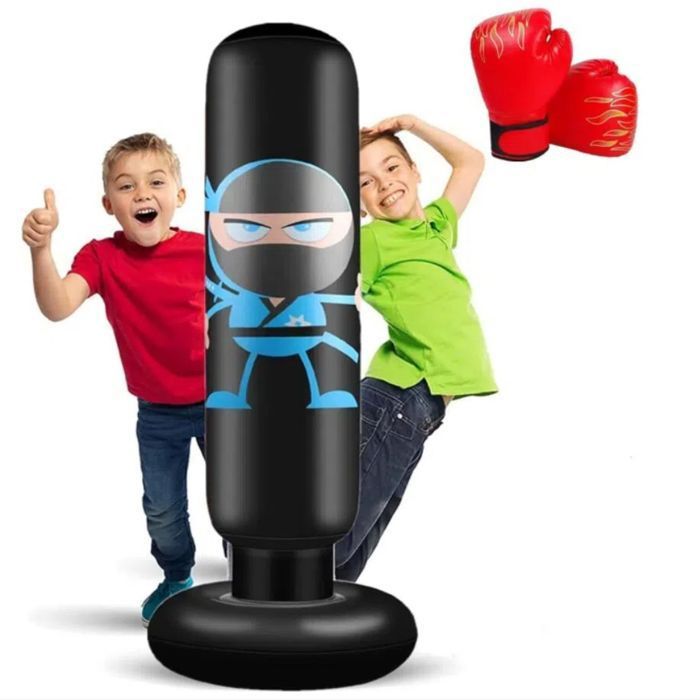 Sac de Boxe Enfant 160 cm,Noir Sac de Frappe Enfant,Gonflable ...