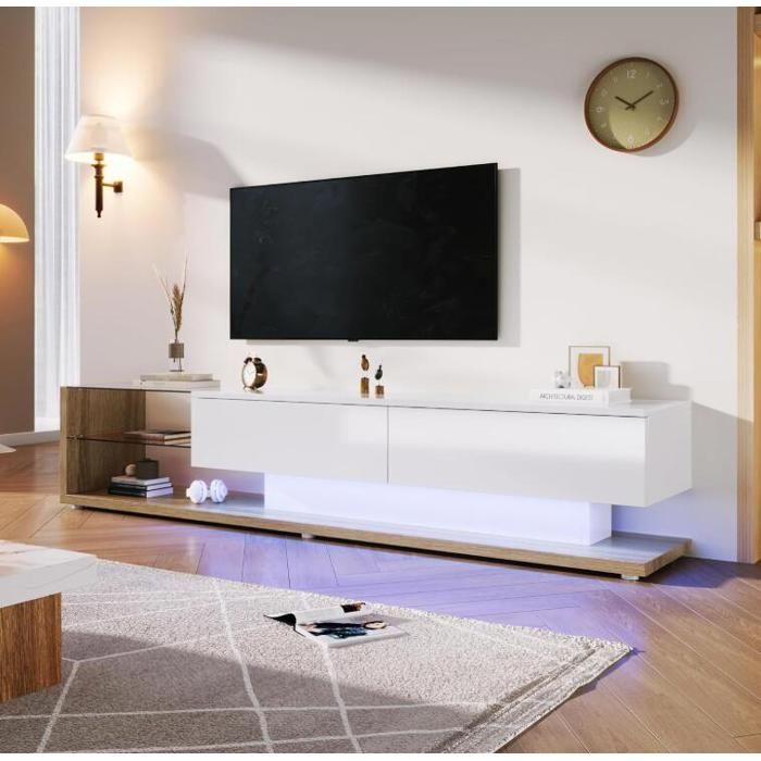 Meuble TV bas avec éclairage LED - Meuble TV moderne avec support en ...