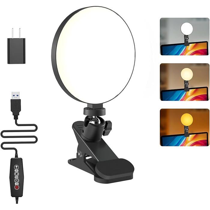 97LED Lampe de vidéoconférence, 3 couleurs et 5 luminosités Lampe de ...