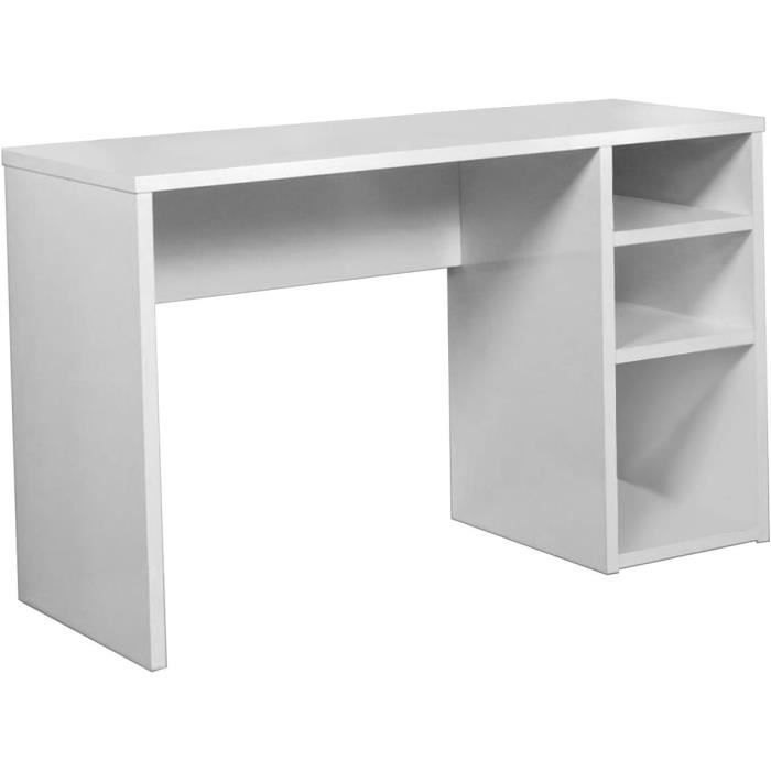 Table de Bureau | Table d'étude avec 3 étagères | Blanc Brillant ...