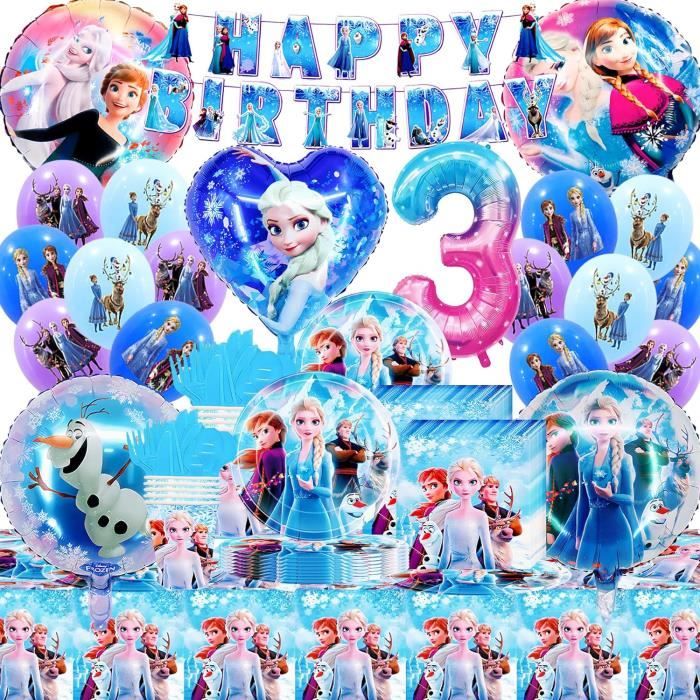 Kit Decoration Anniversaire Reine Des Neiges 3 Ans, 93 Pièces ...