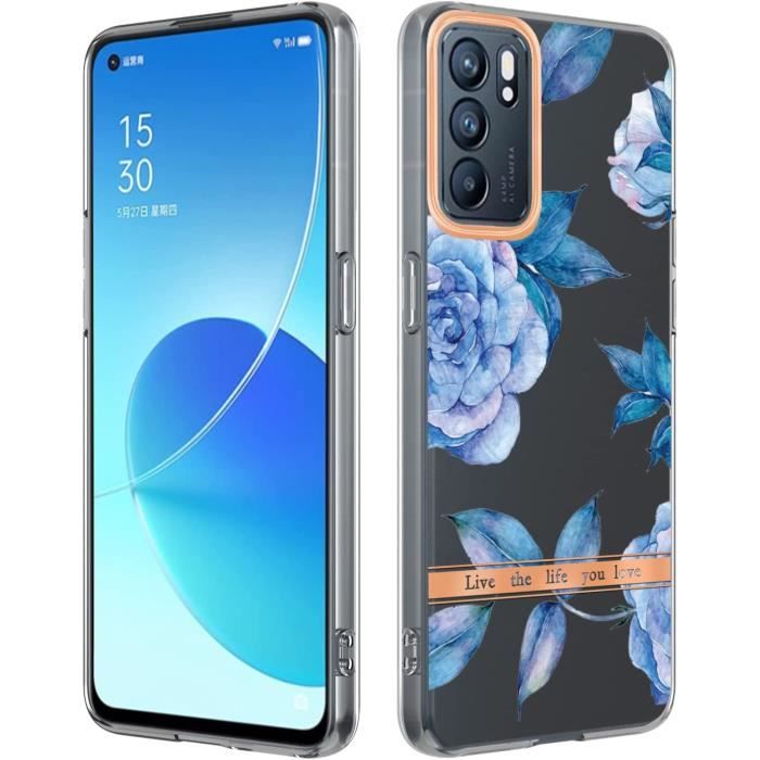 Silicone Coque Oppo Reno 6 5G Fleur Colorée Peinte Absorbant Les Chocs TPU Ultra Slim Protect ...