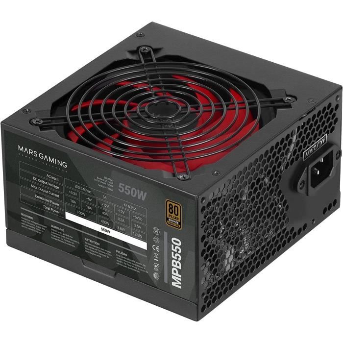 Mars Gaming MPB550, Alimentation PC ATX 550W, 6 Ans Garantie, 80Plus ...